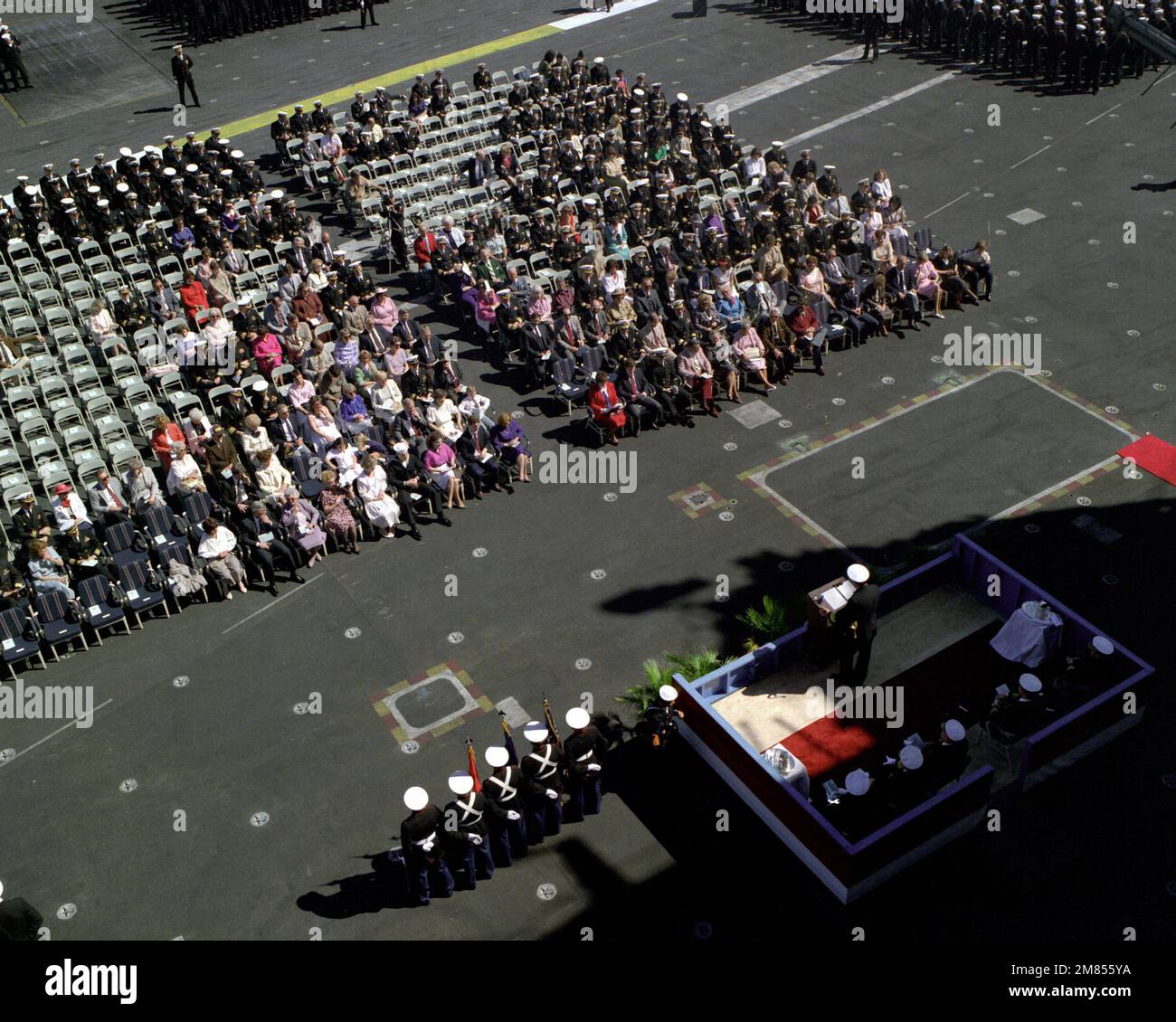 An overhead view of the platform and guests during the change of ...