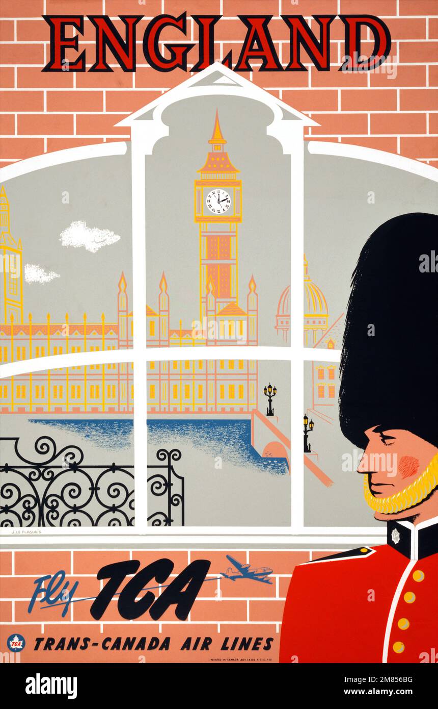 England. Fly TCA by Jacques Le Flaguais (1921-1986). Poster published ...