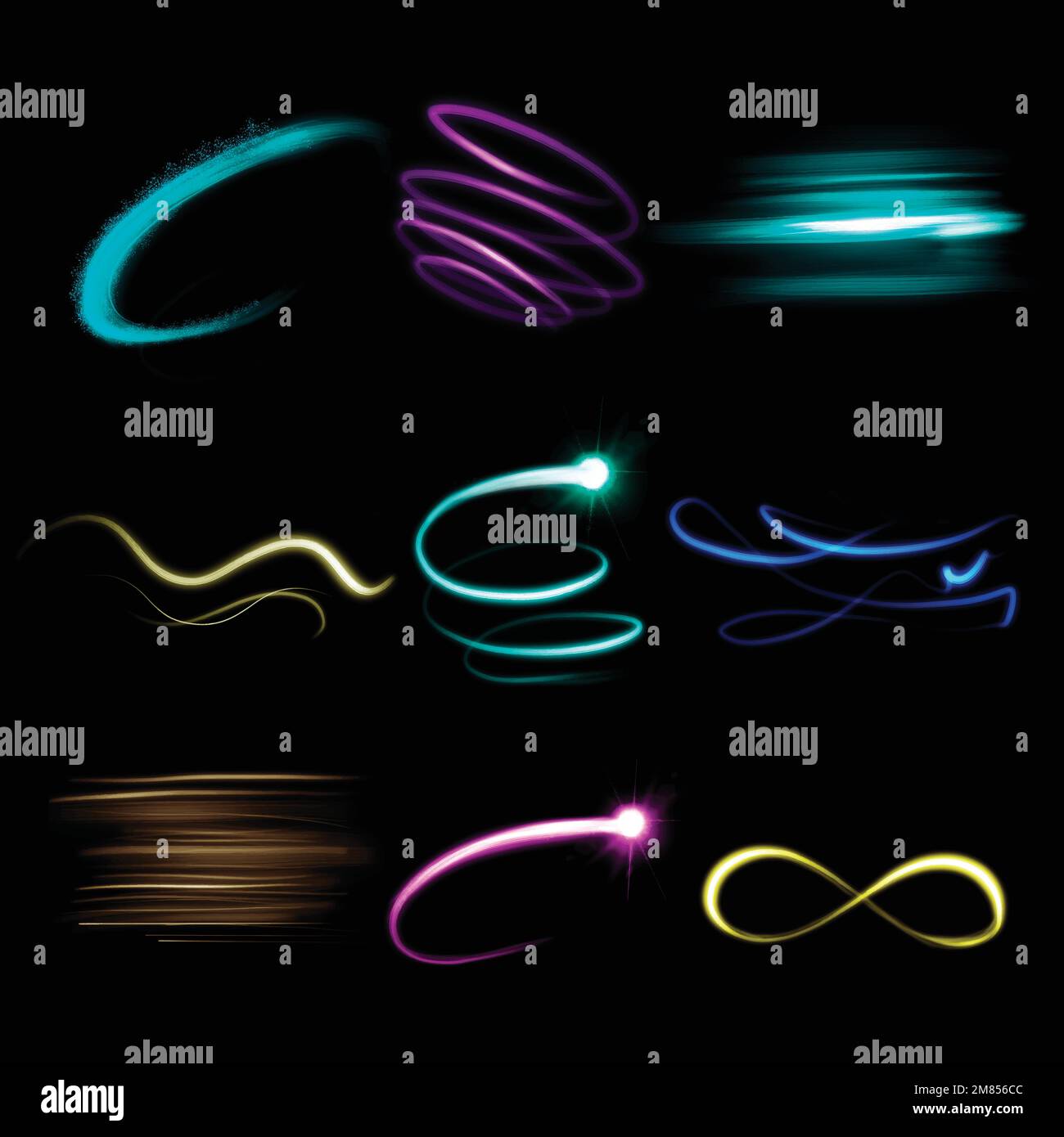 Light streak element vector set in black background Stock Vector Image ...
