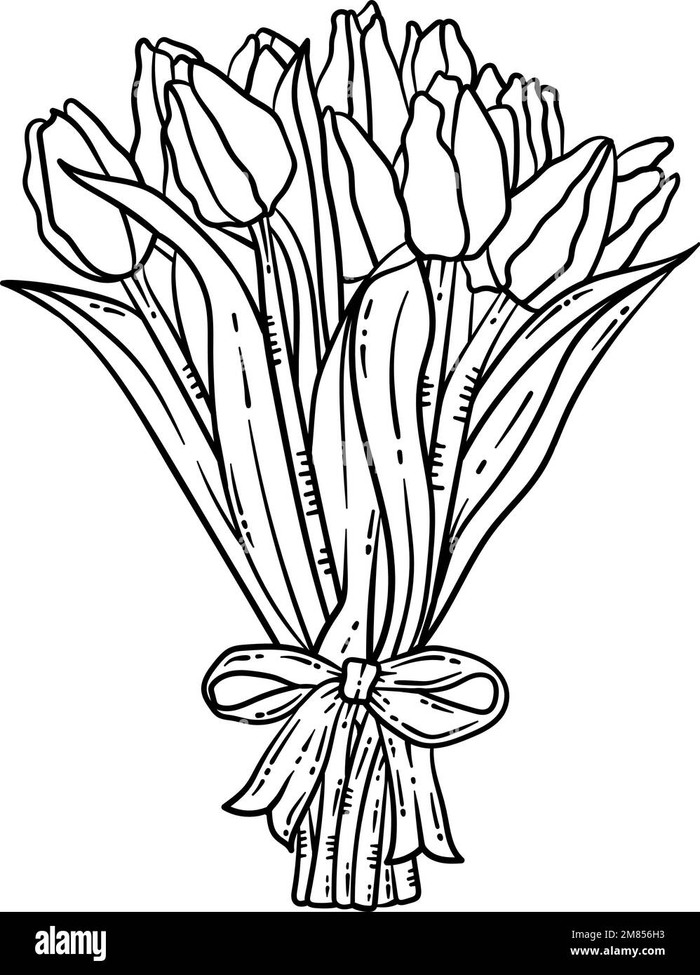 Tulip Flower Spring Coloring Page for Adults Stock Vector Image & Art ...