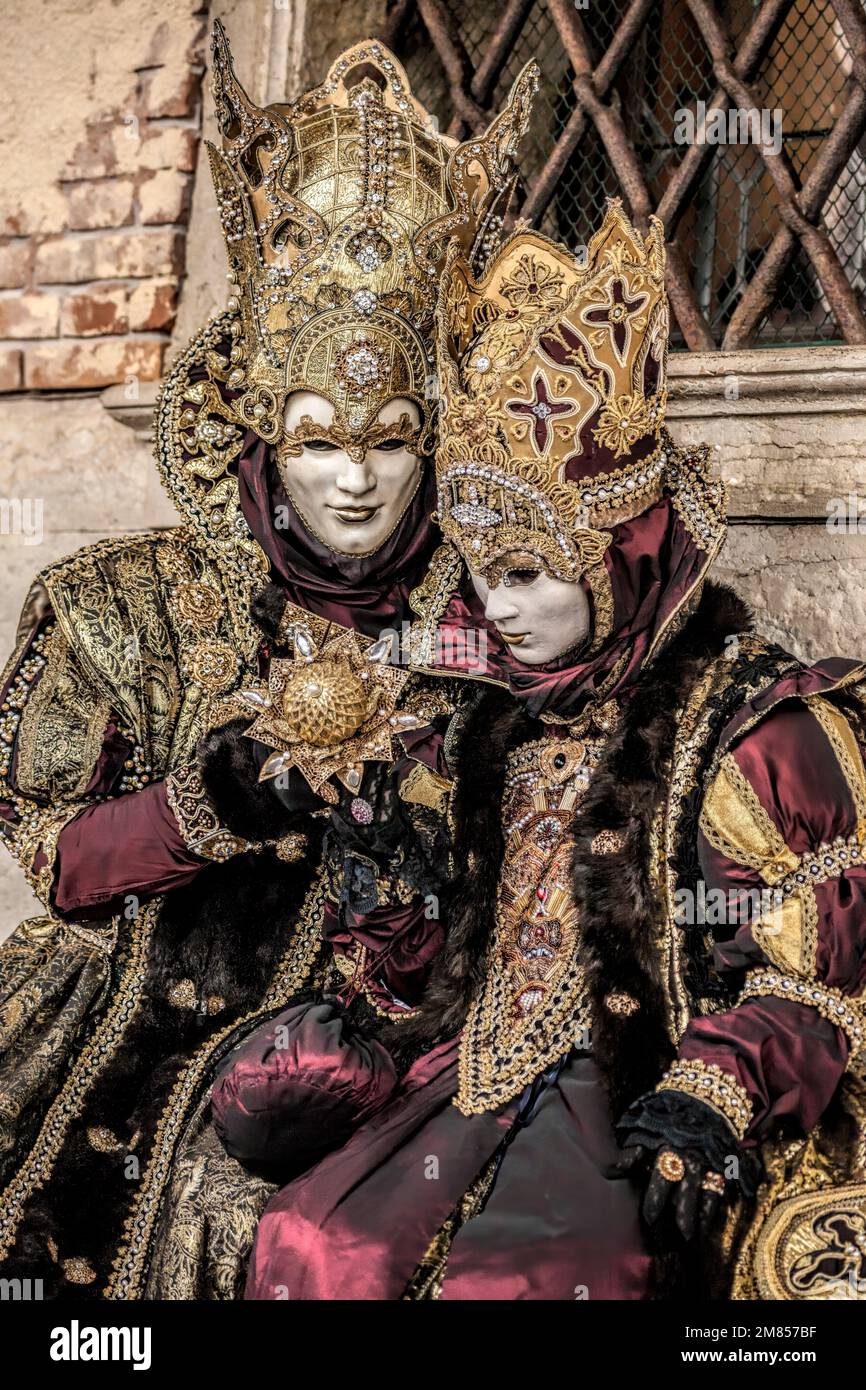 Colorful carnival masks at a traditional festival in Venice, Italy ...