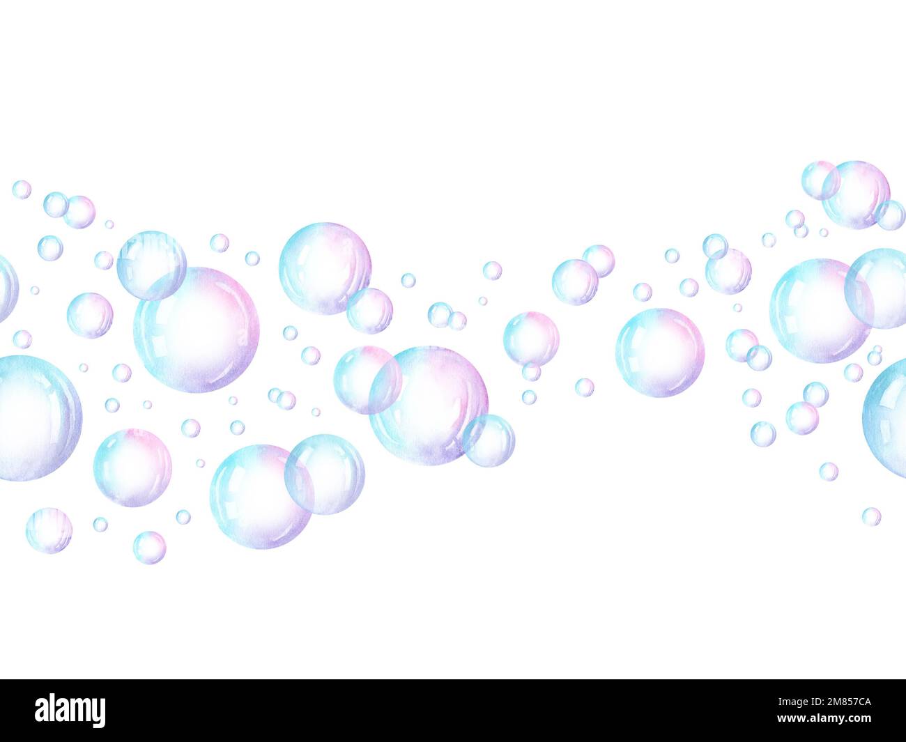 Watercolor seamless border with cute colorful bubbles, water air ...