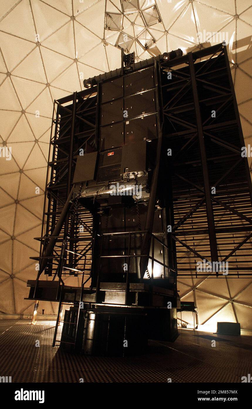 A close-up view of the antenna inside the AN/FPS-117 air defense radar ...
