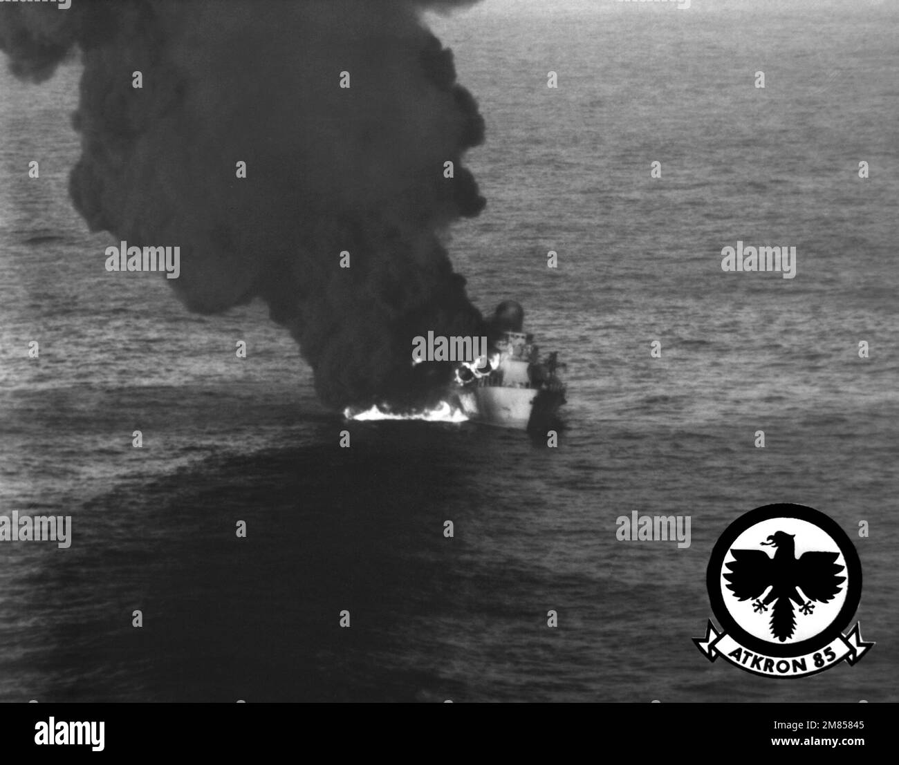 A Libyan Nanuchka II class missile codrvett burns after being hit by ...