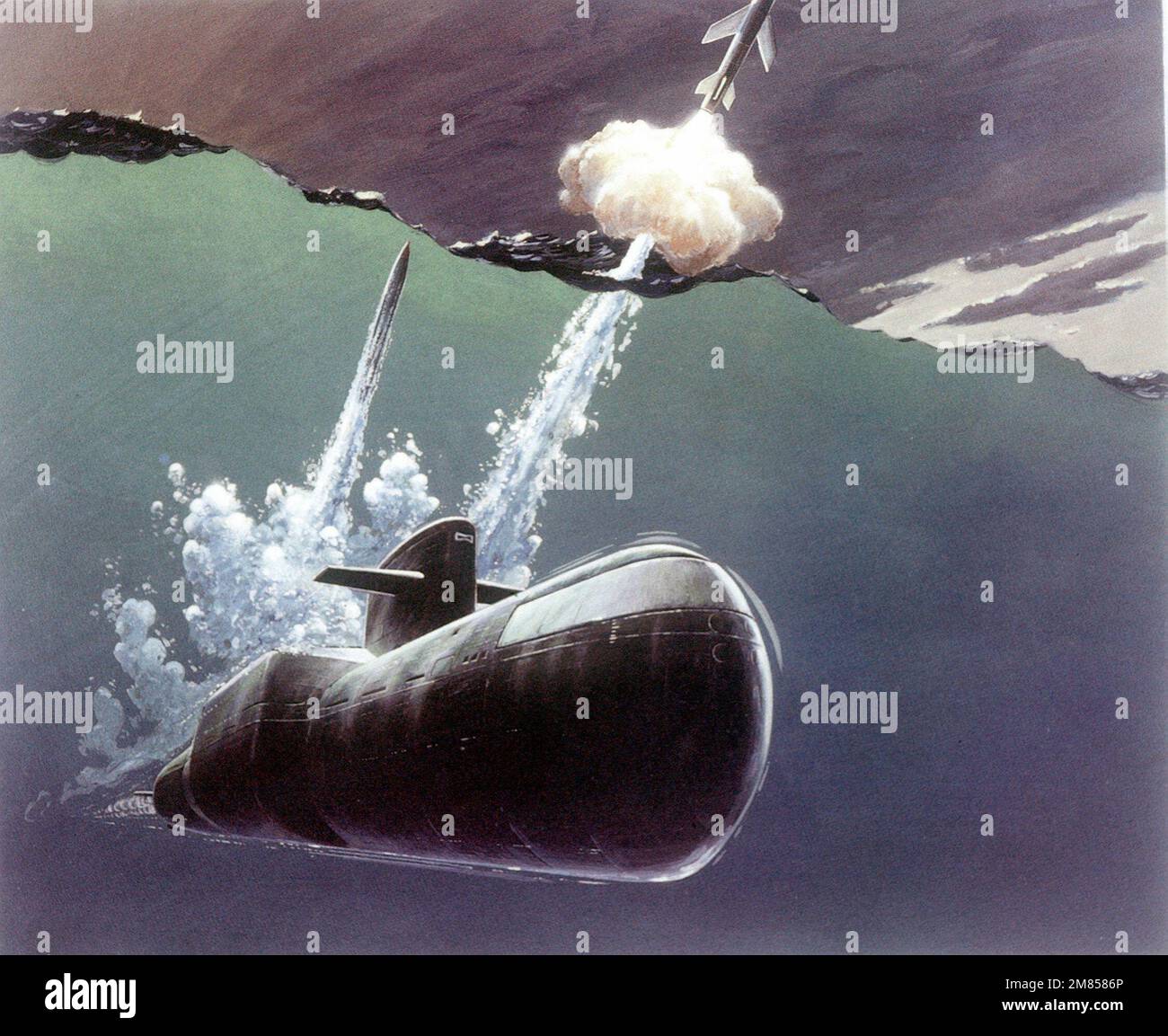 An artist's concept of a Soviet Yankee class nuclear-powered ballistic ...