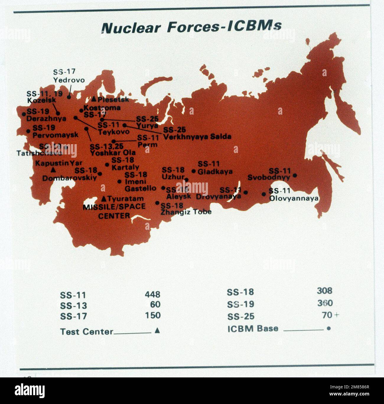A map illustrating the location of Soviet intercontinental ballistic ...