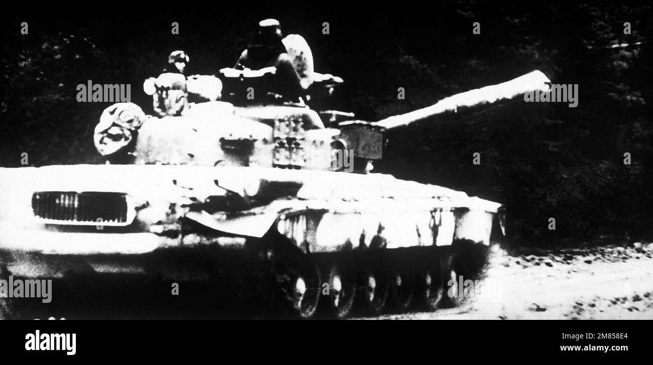 A Soviet T-80 main battle tank on maneuvers. Country: Unknown Stock ...