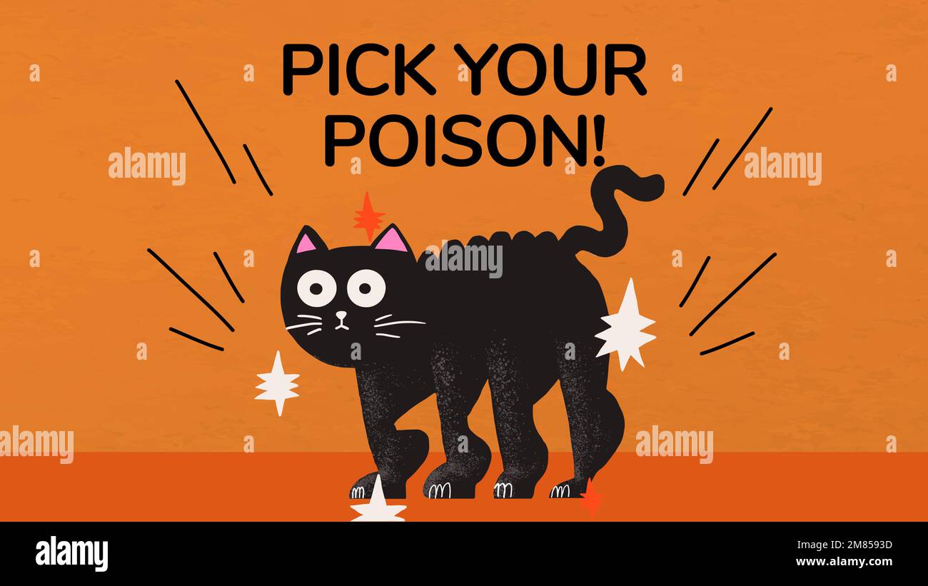 Halloween banner template vector, pick your poison with cute black cat ...