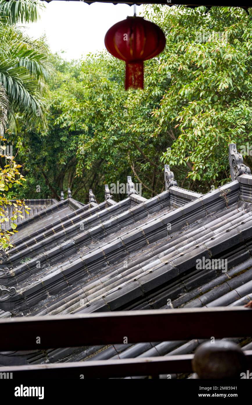 Slanted tile roof of traditional Chinese ancient building Stock Photo ...