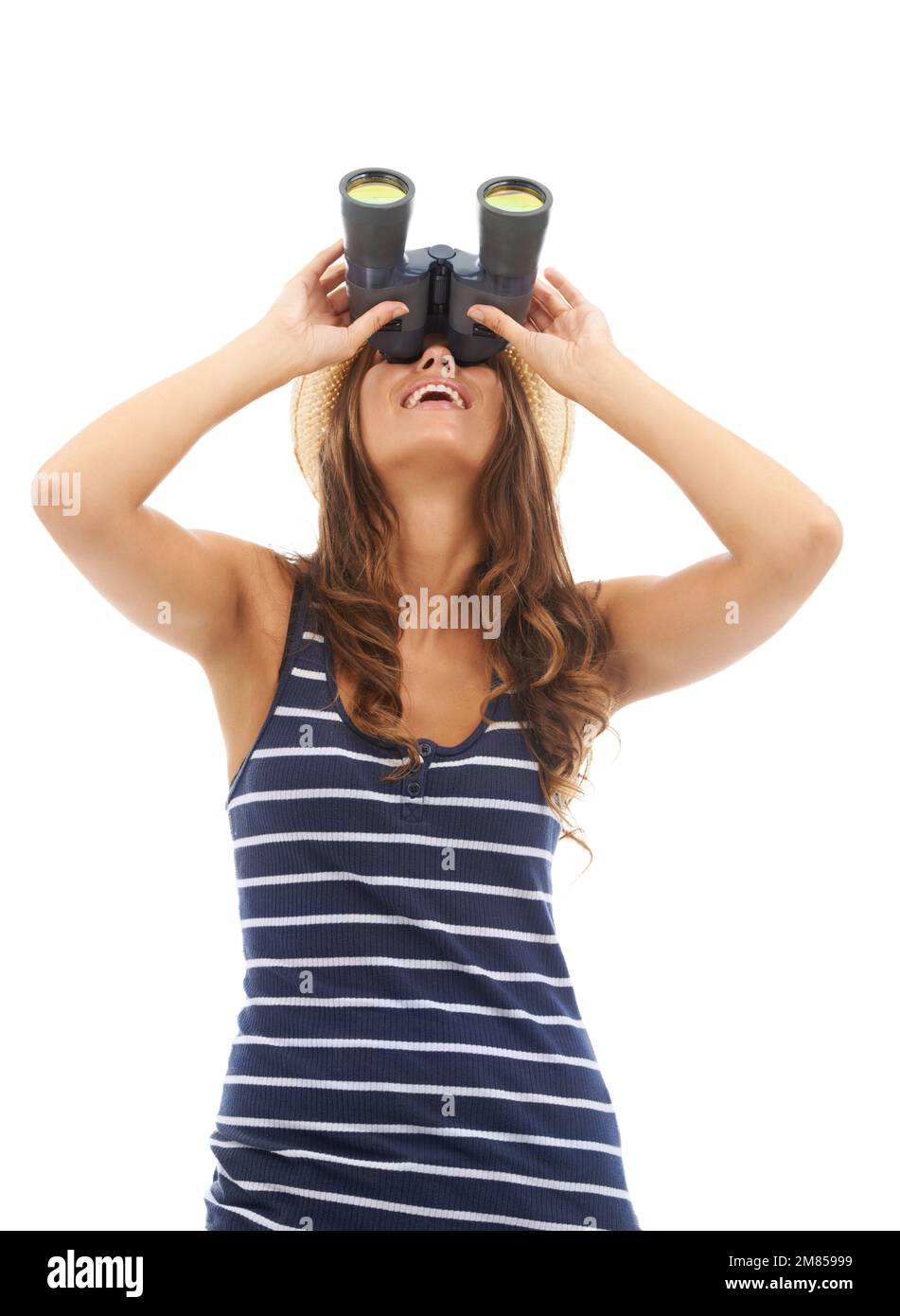 Whats that over there. A gorgeous young woman looking at something ...