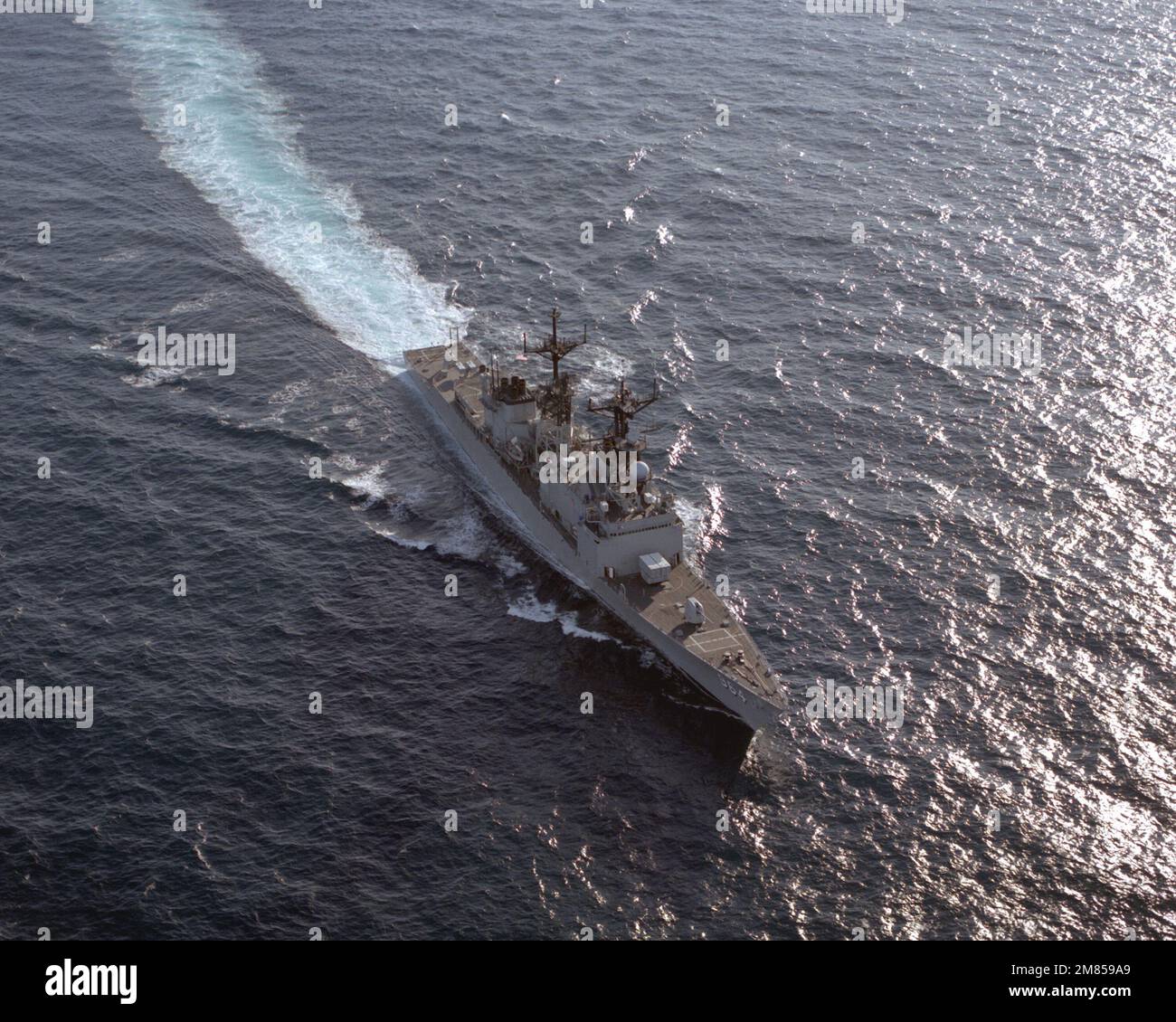 An elevated starboard bow view of the destroyer USS Paul Foster (DD-964 ...