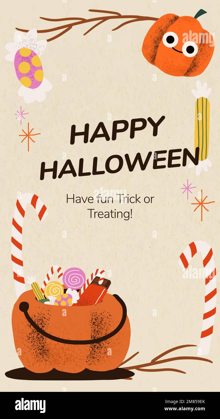 Happy Halloween story template vector, cute pumpkin illustration Stock ...
