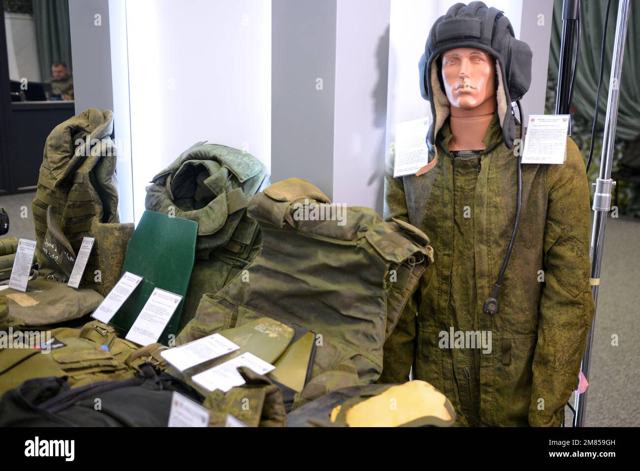Samples of destroyed Russian military ammunition, bulletproof vests ...