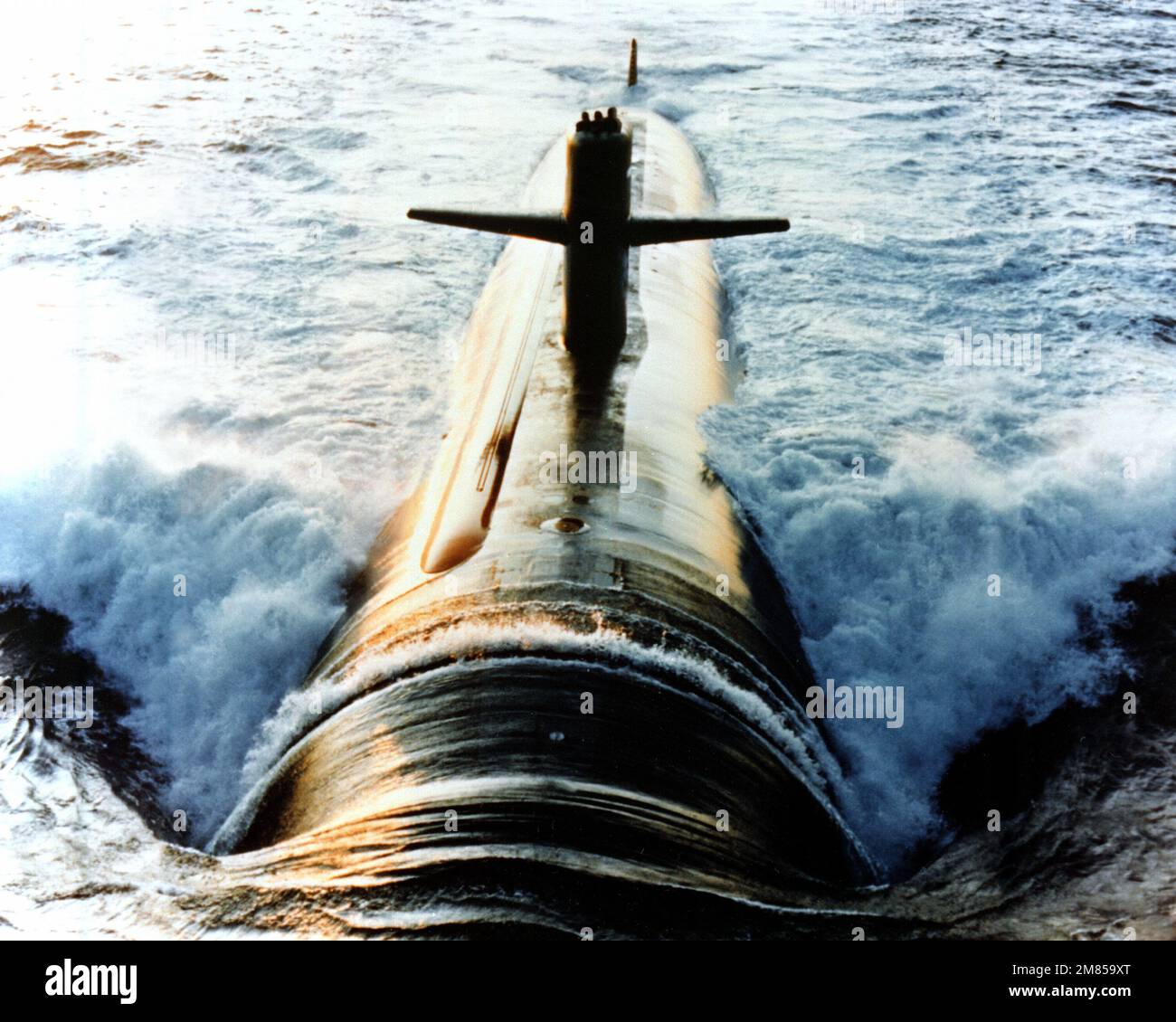 A low oblique bow view of the Los Angeles class nuclear-powered attack ...