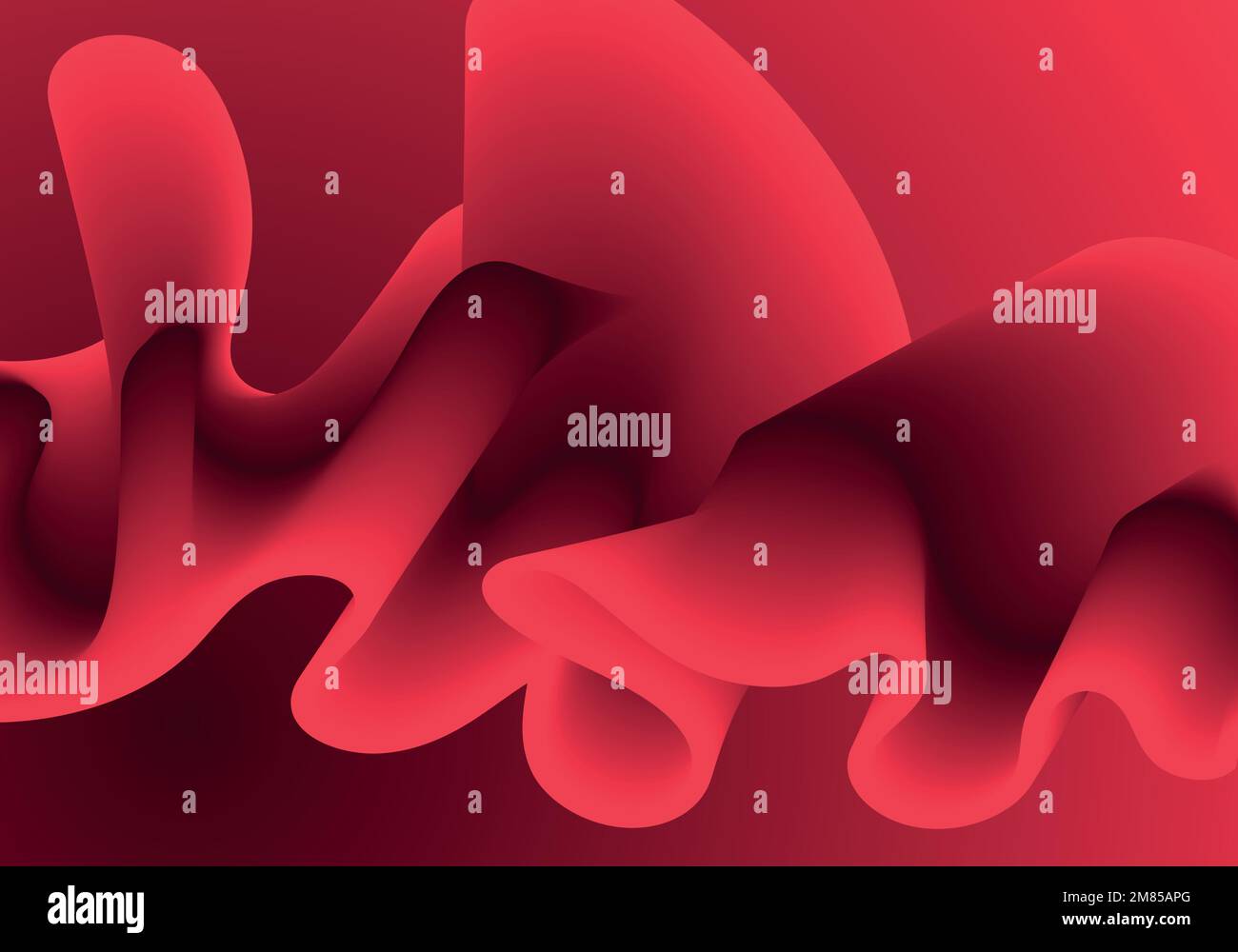 Red fluid wave. Duotone geometric compositions with gradient 3d flow ...