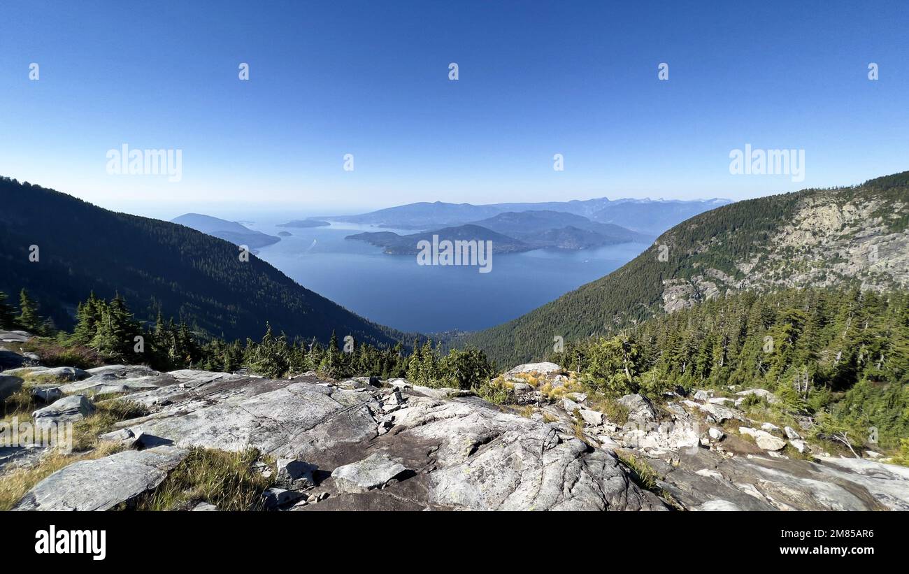 An aerial view of a beautiful forest near the mountains in BC, Canada ...