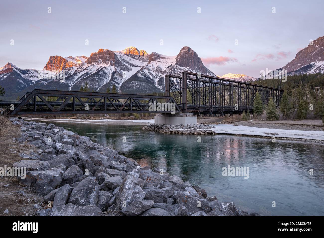 The Historic Canmore Engine Bridge, Alberta, Canada Stock Photo - Alamy
