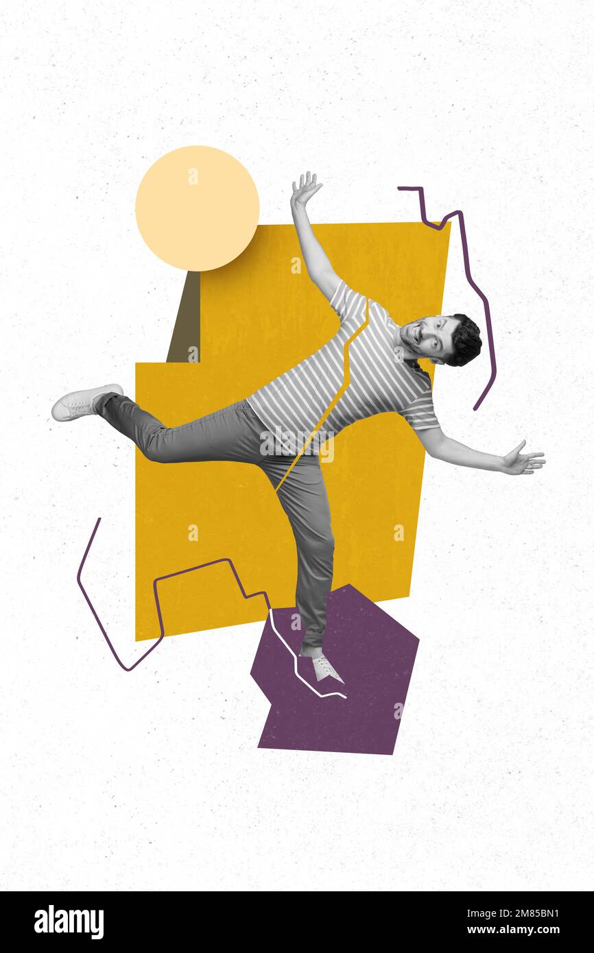 Creative 3d photo collage artwork graphics painting of carefree guy ...