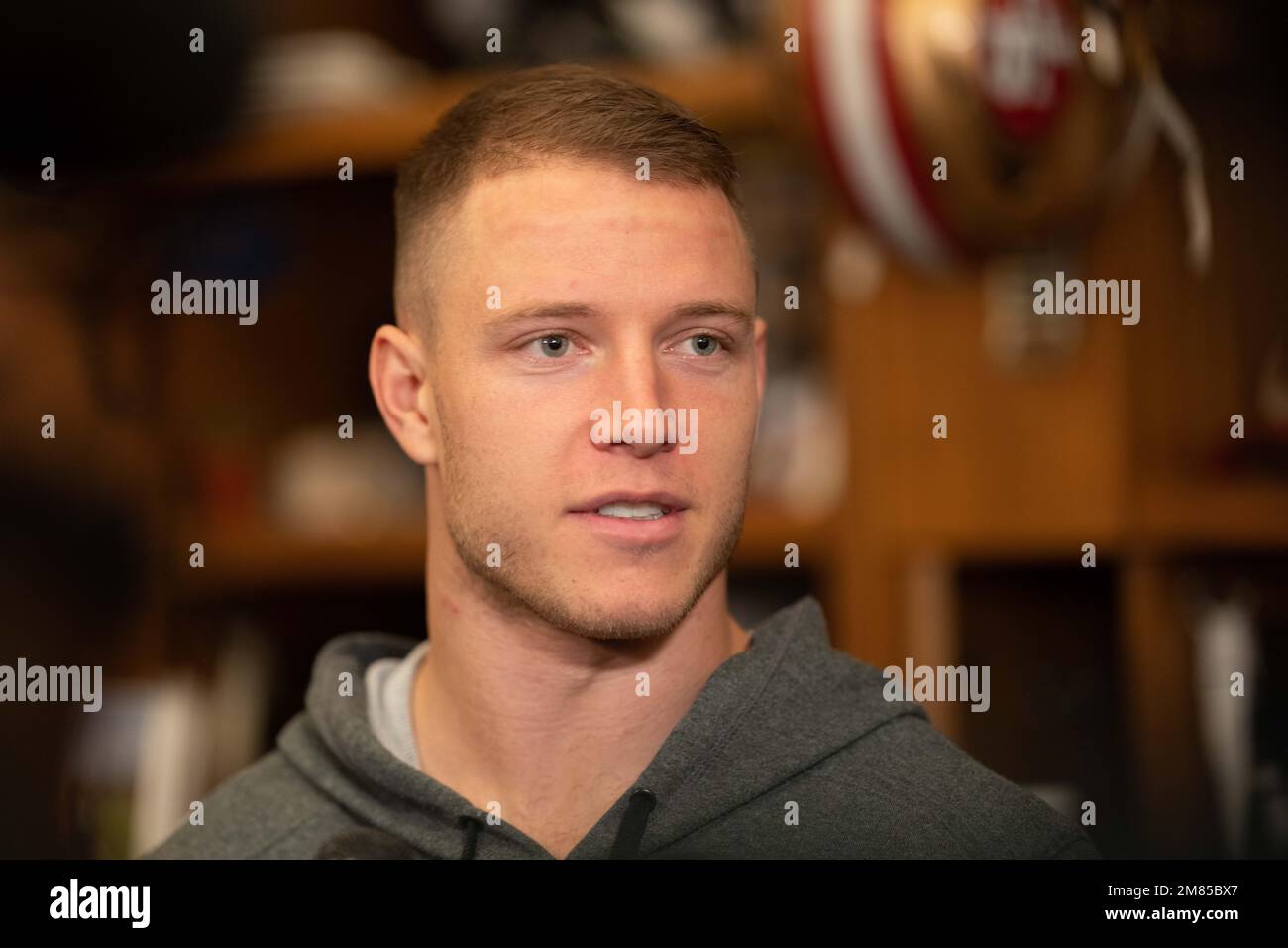 Jan 11, 2023; Santa Clara, CA, USA; San Francisco 49ers running back Christian McCaffrey (23 ...