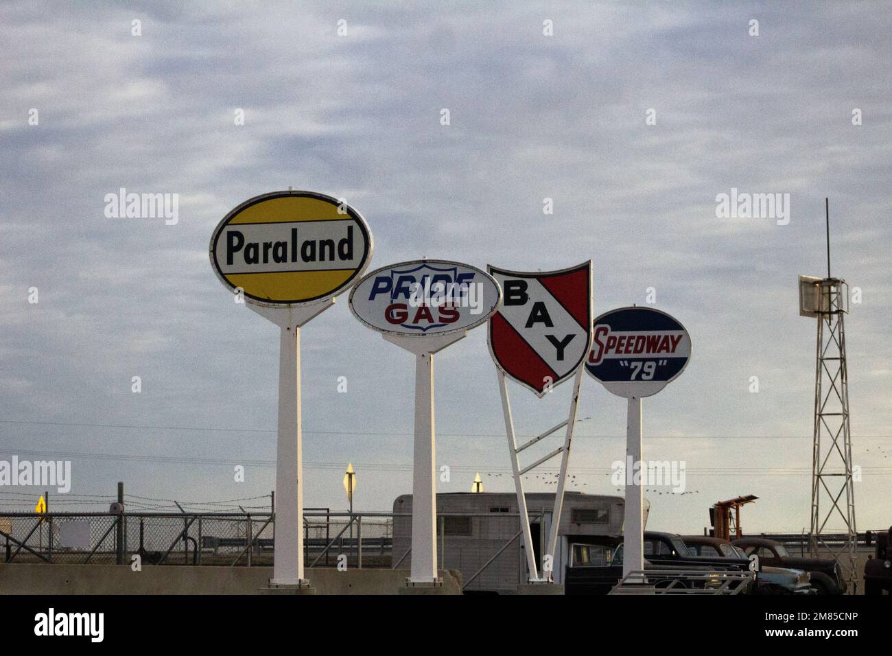 4 vintage gas stations signs Stock Photo - Alamy