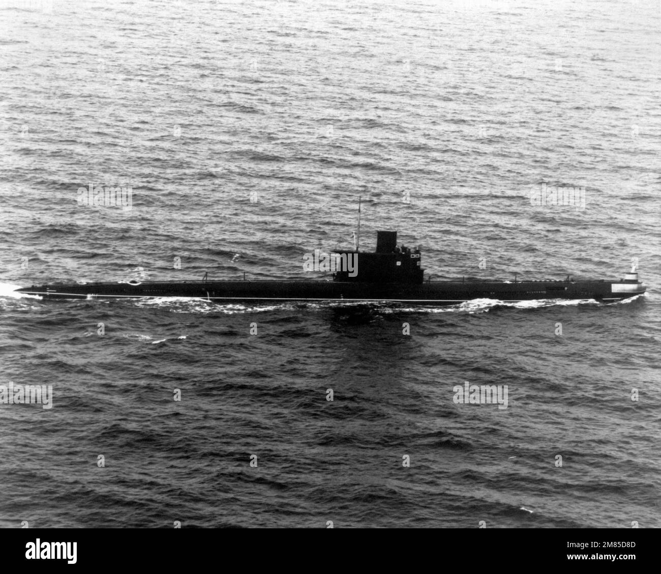 A starboard beam view of a Soviet Romeo Class attack submarine underway ...
