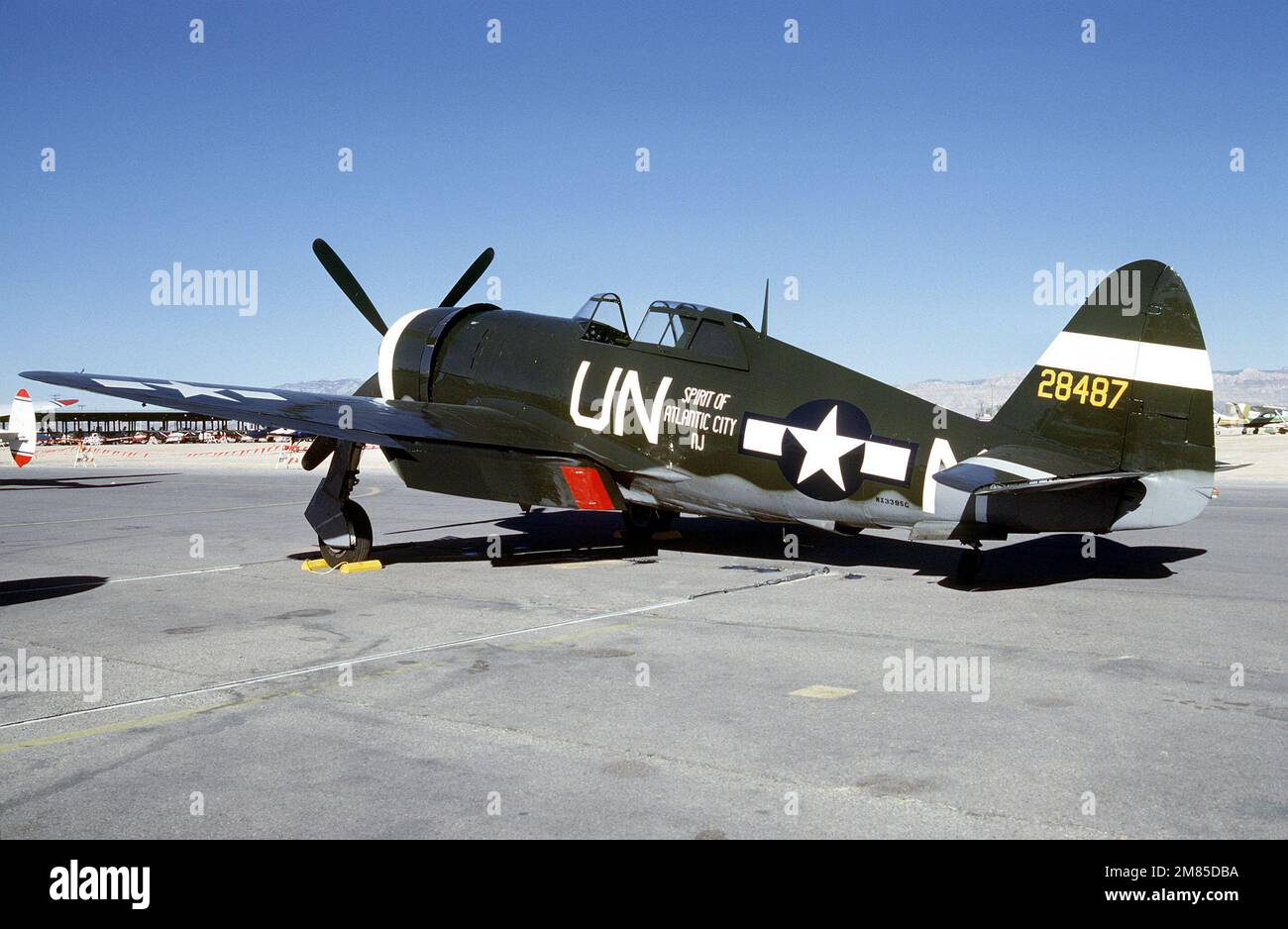 Three quarter rear view of a Republic built P-47 "Thunderbolt" pursuit ...