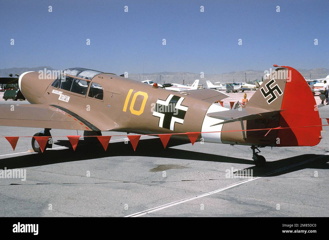 Left side view of a German Messerschmidt built ME-108 "Taifun" bomber ...