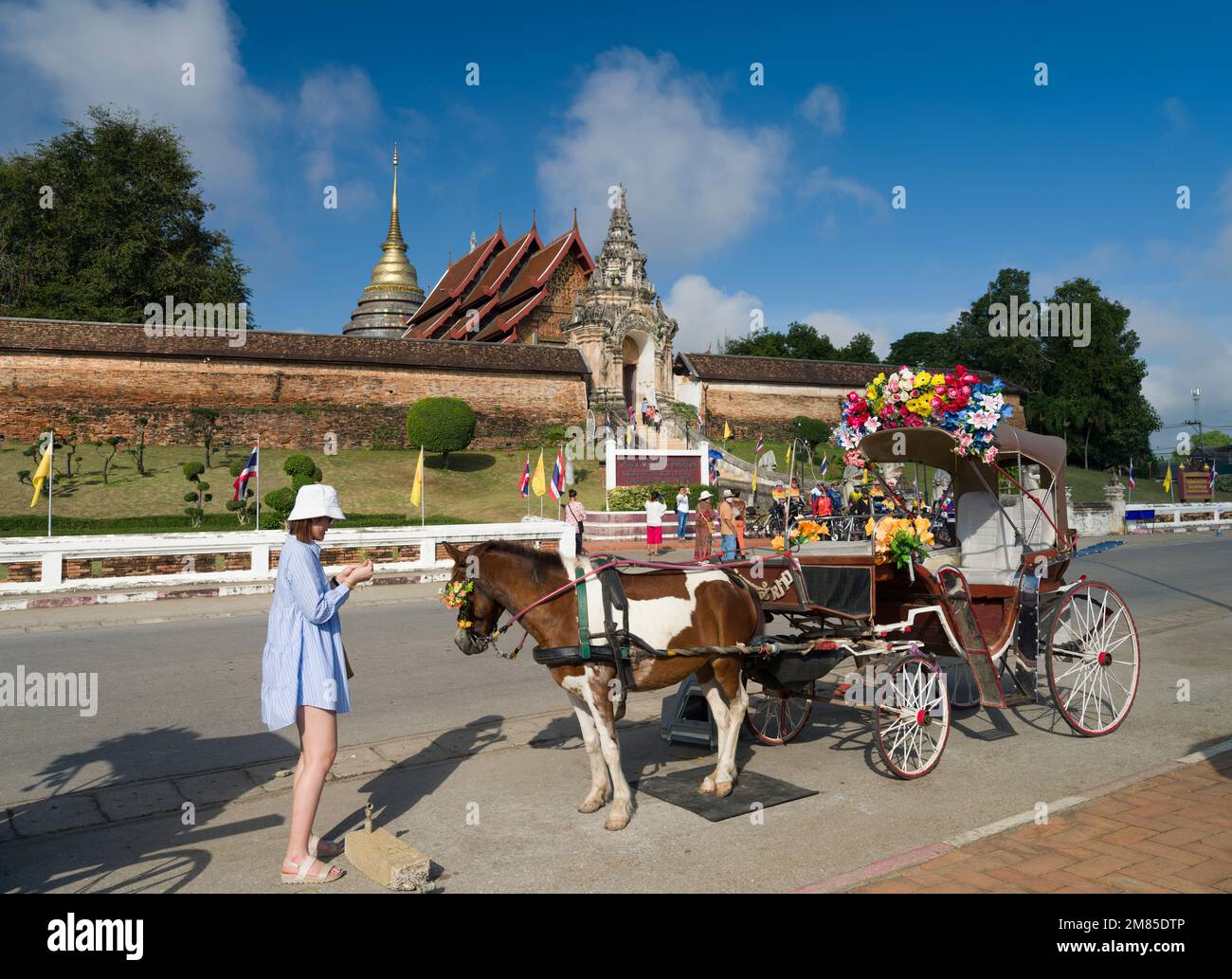 Lampang, Thailand. November 22, 2022. Wat Phra That Lampang Luang Temple.Tradition horse retro ...