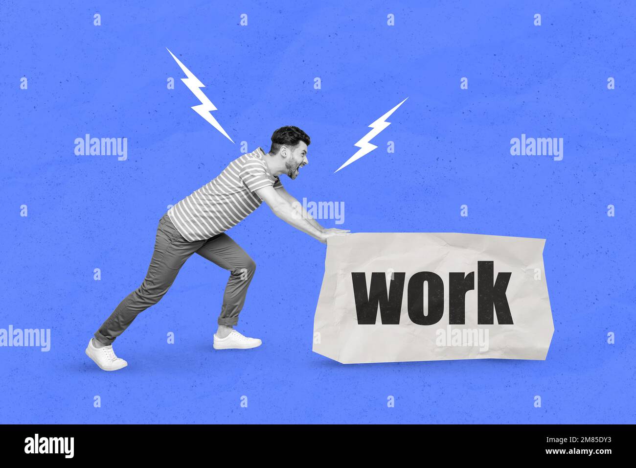 Collage photo of young aggressive funny student guy overworker ...