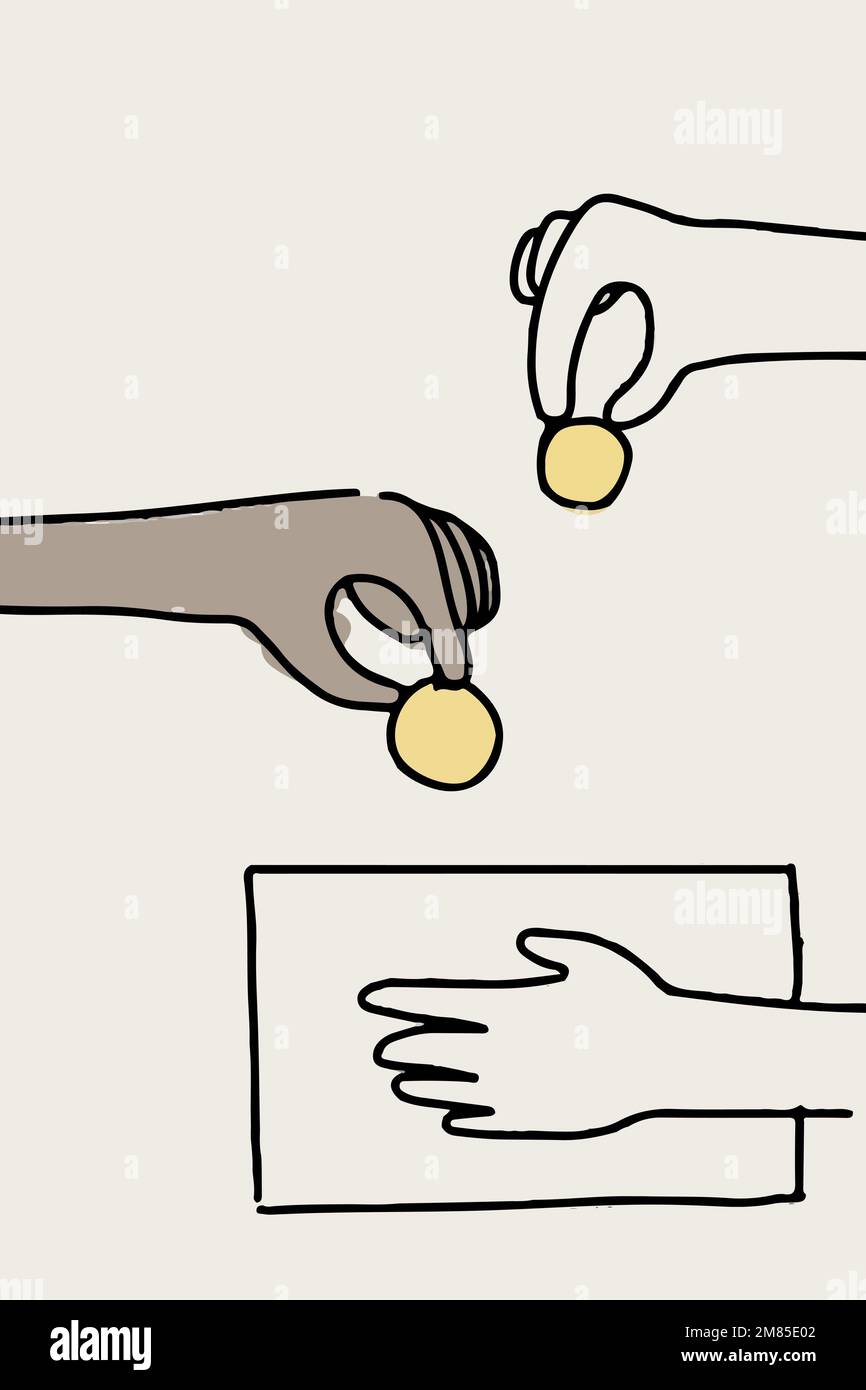 Donation doodle vector hand giving money Stock Vector Image & Art - Alamy