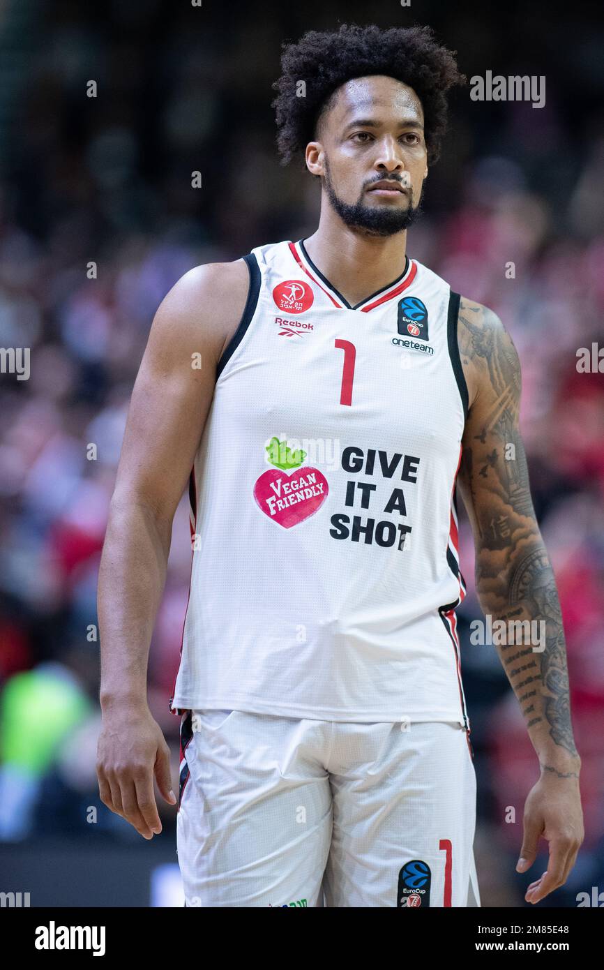 LONDON, ENGLAND - JANUARY 11: JP Tokoto of Hapoel Tel Aviv handles ...
