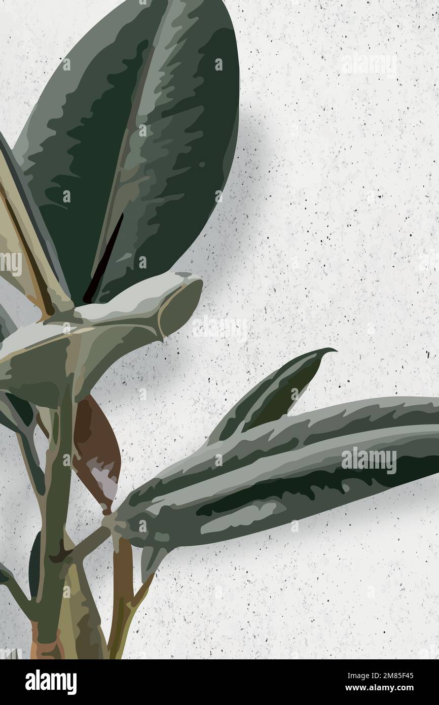 Rubber plant background wallpaper vector, green leaf houseplant Stock ...