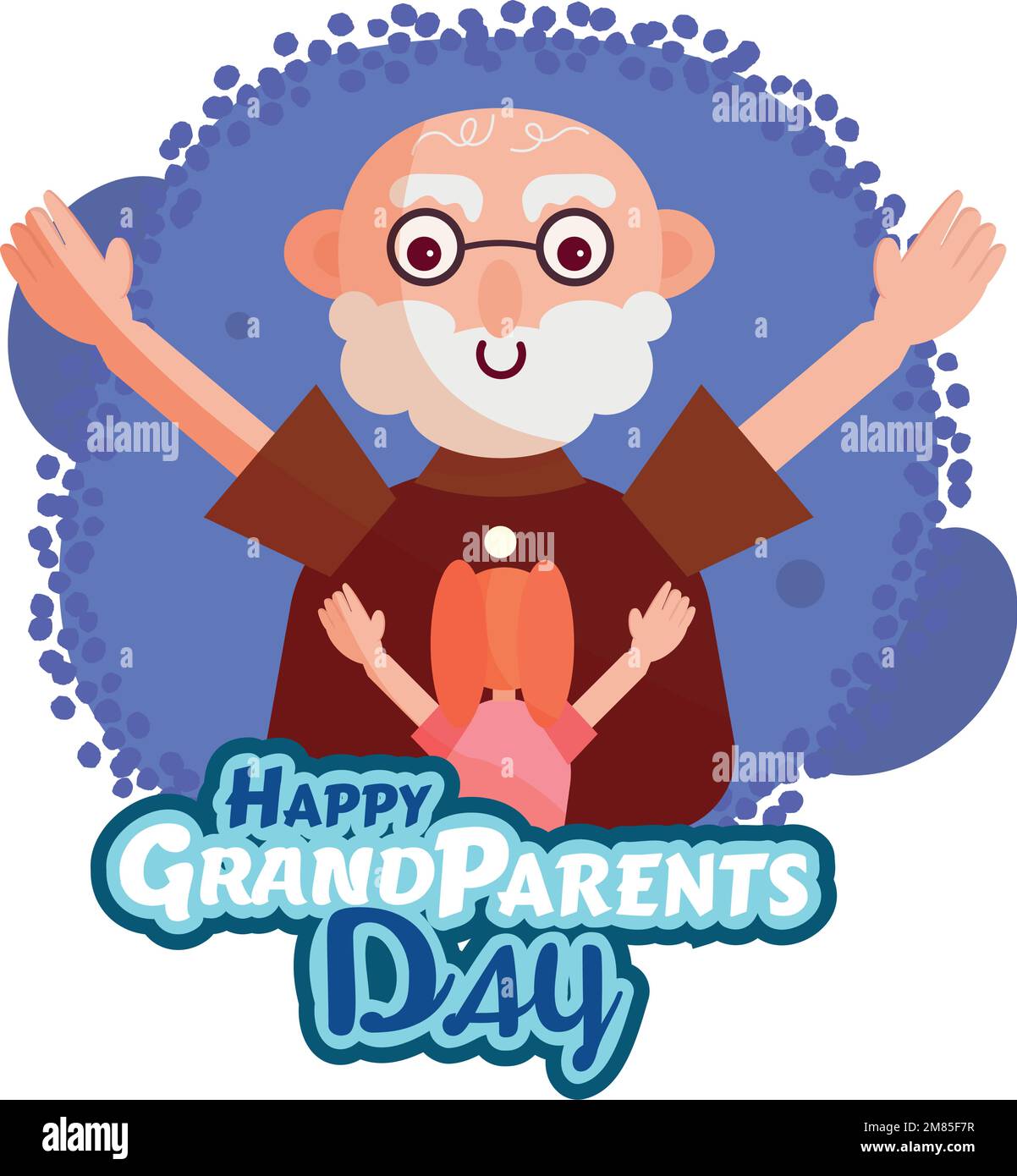 Happy grandparents day Blue banner with grandpa character Vector Stock ...