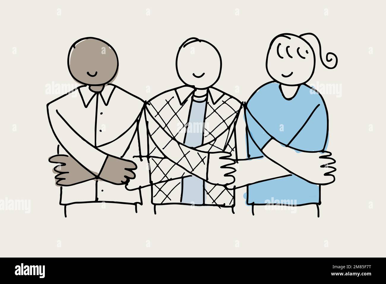 Volunteering doodle vector, people holding hands support concept Stock ...