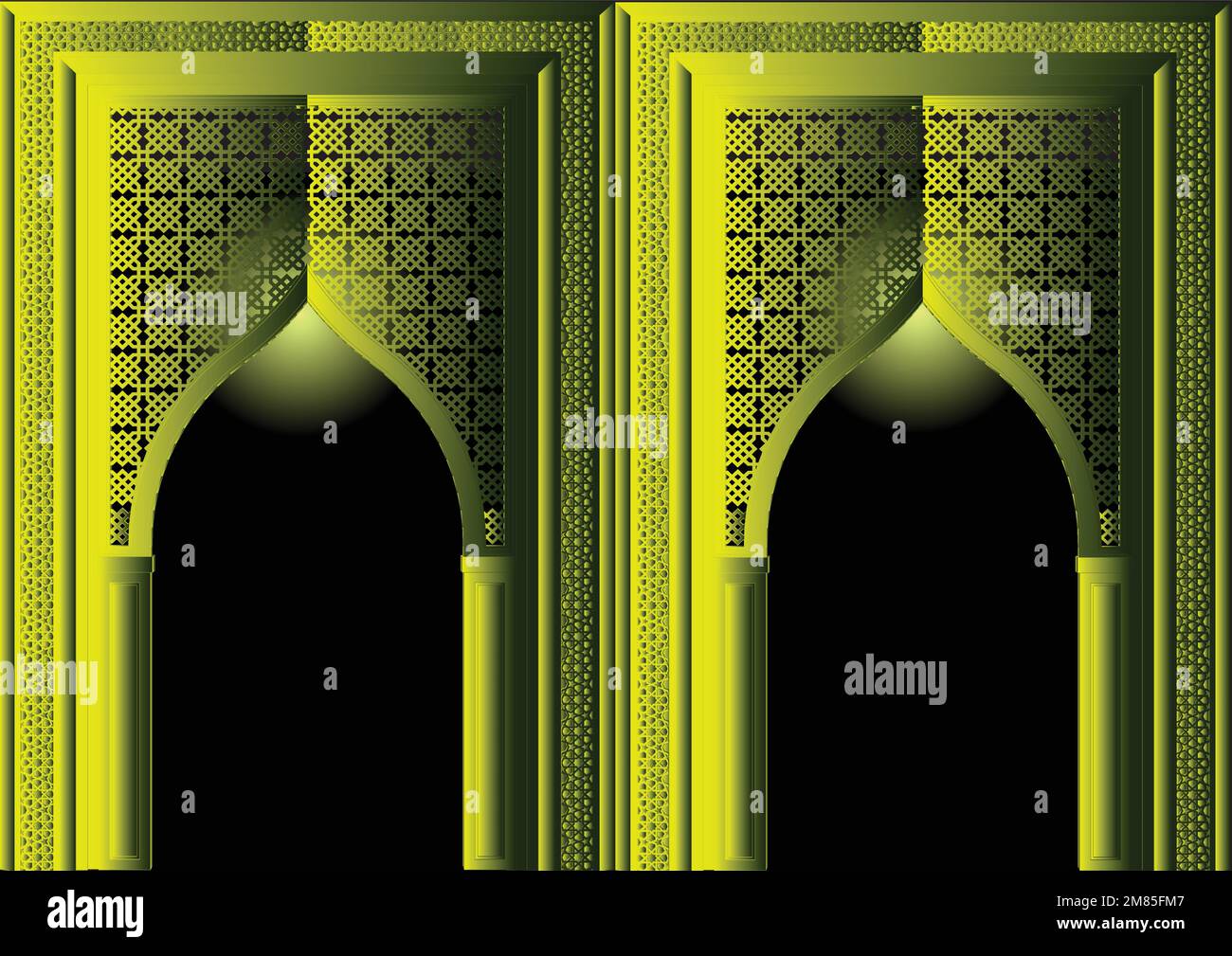 Entrance to the indian or arabic palace, flat vector illustration in ...