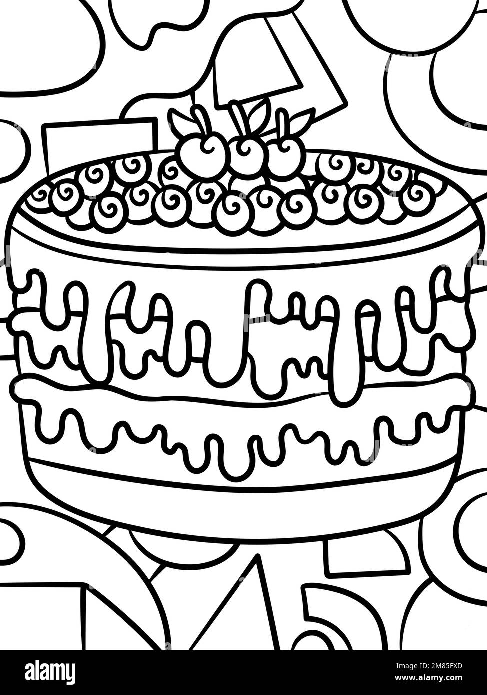 Cake Sweet Food Coloring Page for Kids Stock Vector Image & Art - Alamy