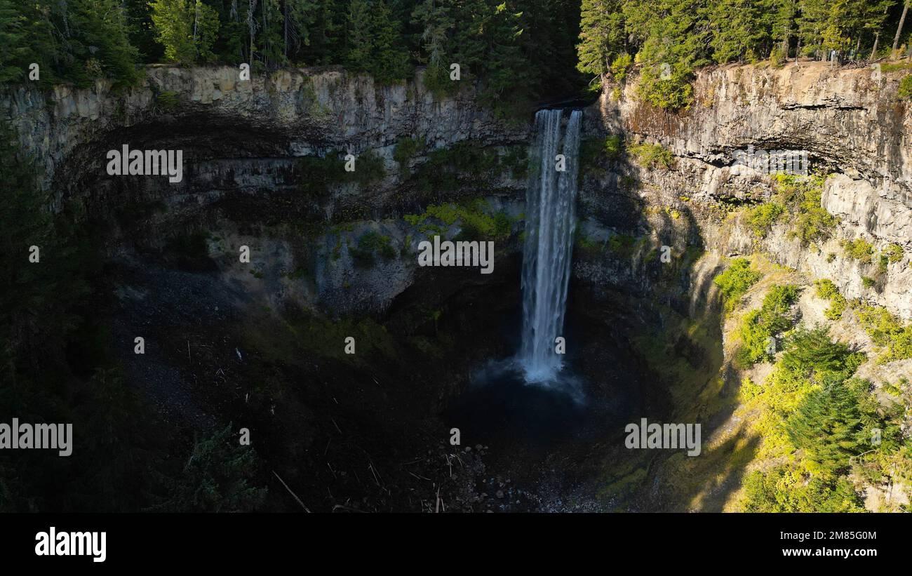 A low-angle view of Brandywine Falls in the forest in BC, Canada Stock Photo - Alamy