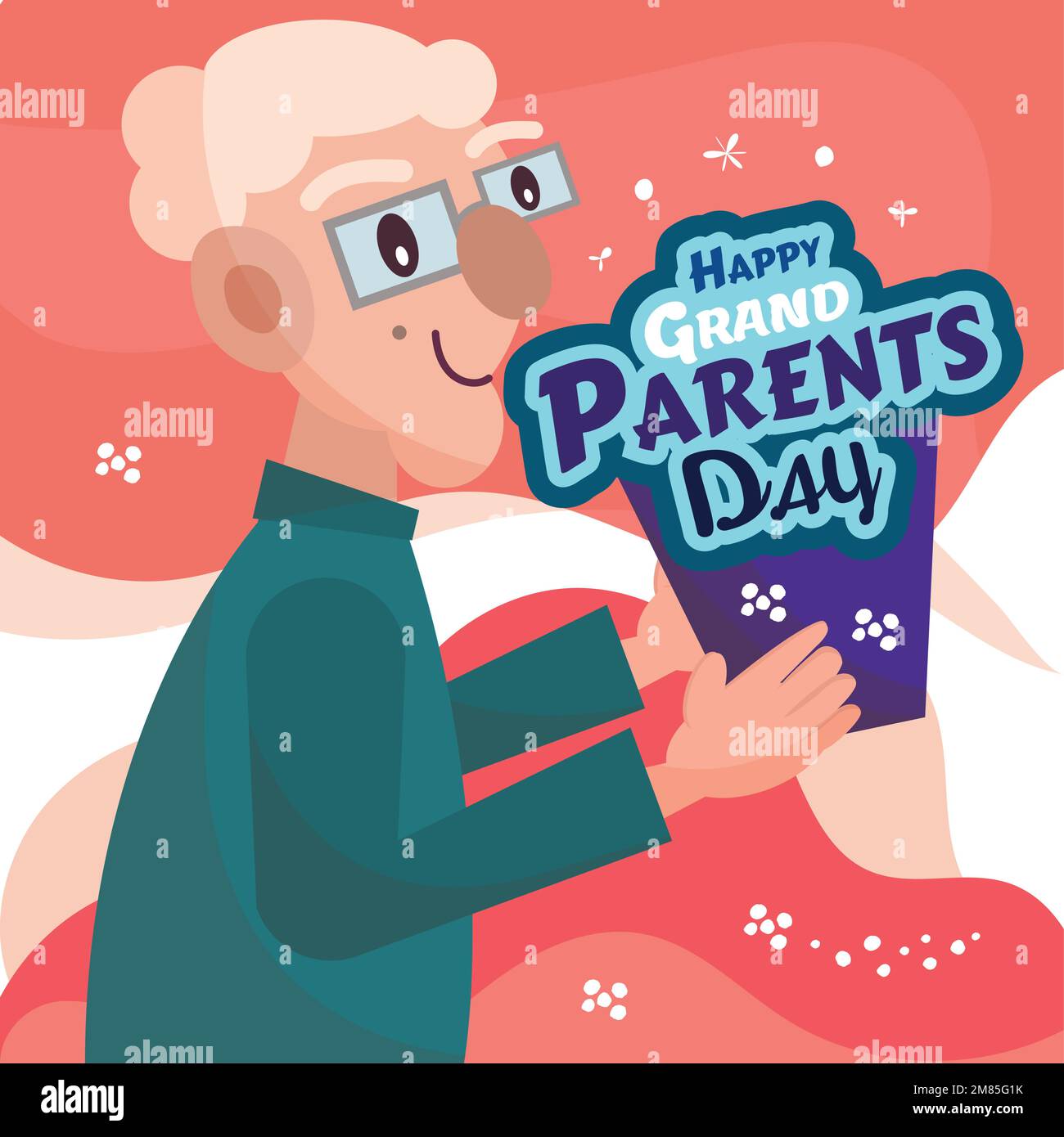 Colored grandparents day poster with happy grandpa character Vector ...