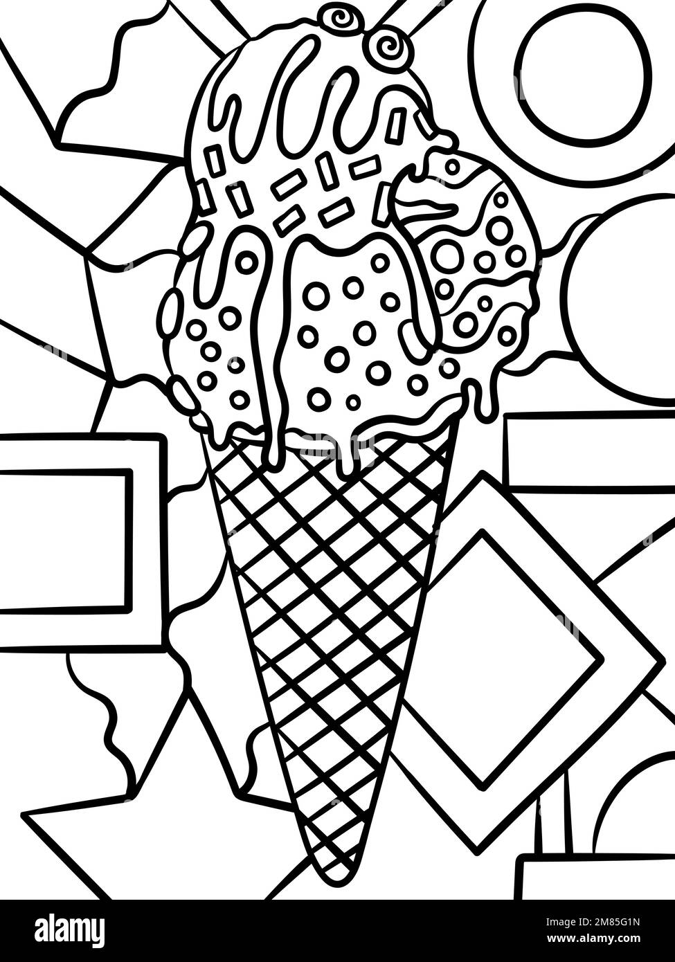 Ice Cream In Cone Sweet Food Coloring Page Stock Vector Image & Art - Alamy