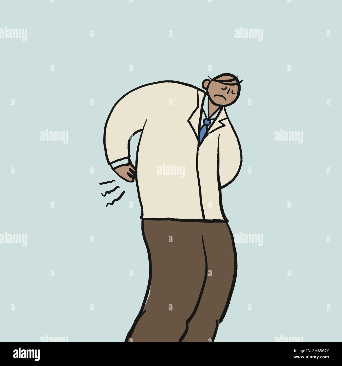 Office syndrome doodle vector, back pain hand drawn character Stock ...