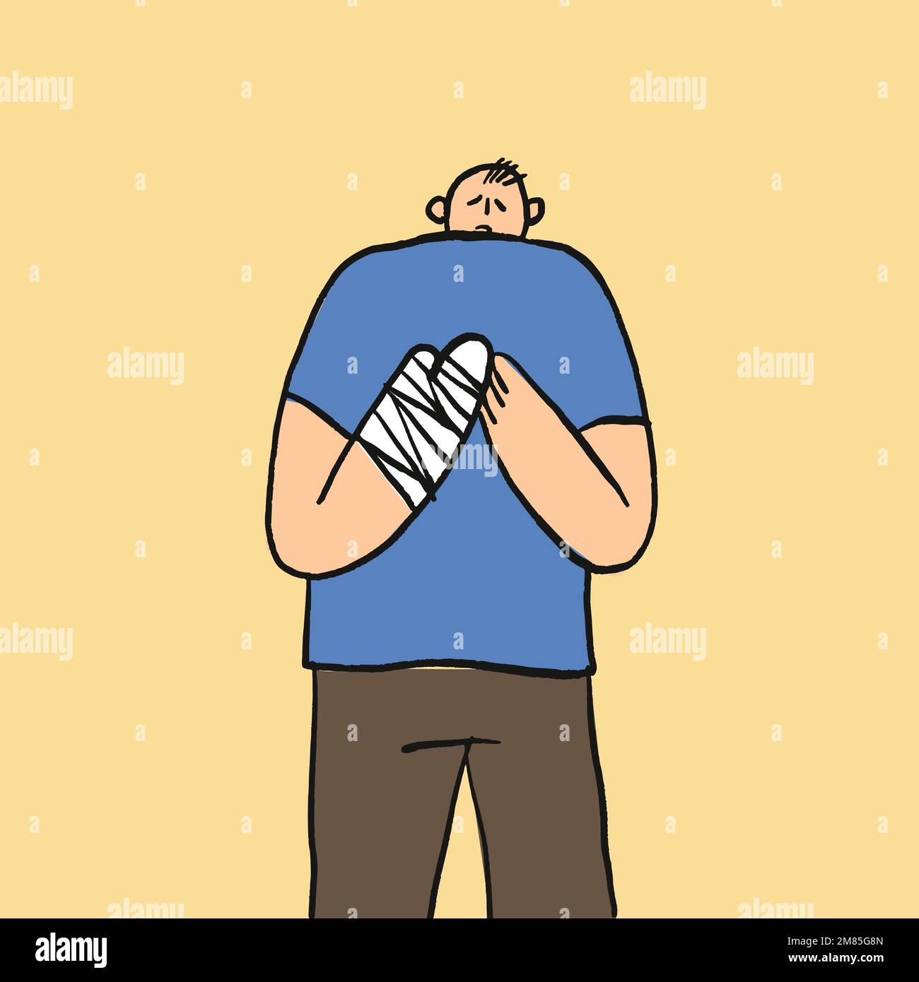 Hand Drawn Healthcare Doodle Vector Man With Hand In Cast Character Stock Vector Image And Art