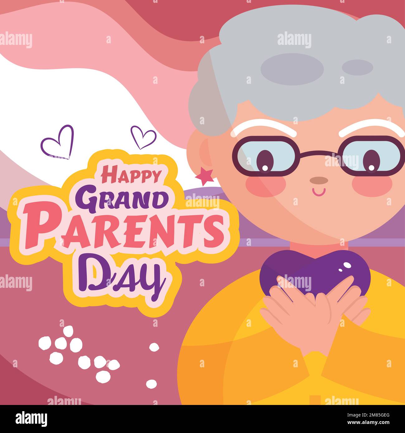 Happy grandparents day poster with cute grandma character Vector Stock ...