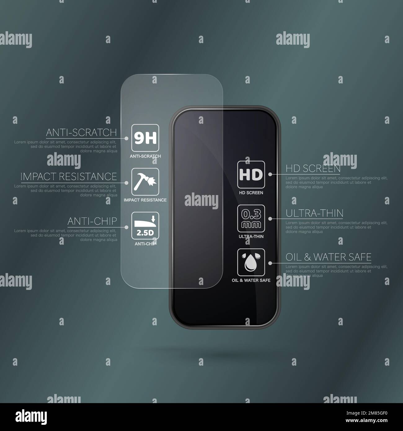 Icons mobile phone screen glass Stock Vector Image & Art - Alamy