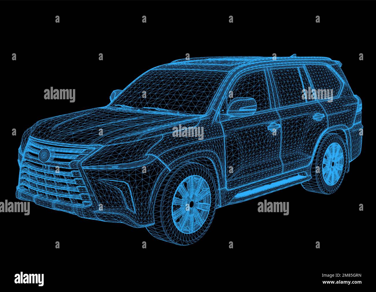 Holographic smart car interface digital projection on blue background ...