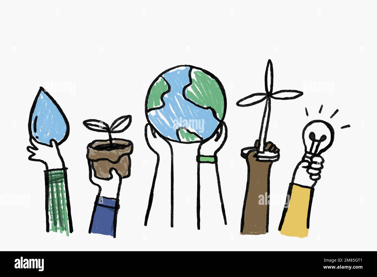 Environment doodle vector, renewable energy concept Stock Vector Image ...