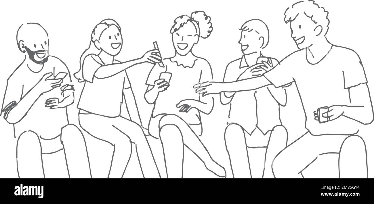 Hanging Out With Friends Drawing Best Friends Sitting On The Moon
