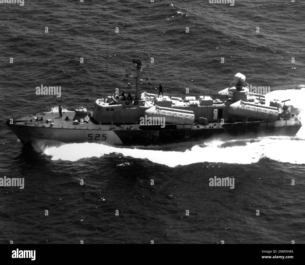 A port beam view of a Soviet Osa II guided missile craft underway ...