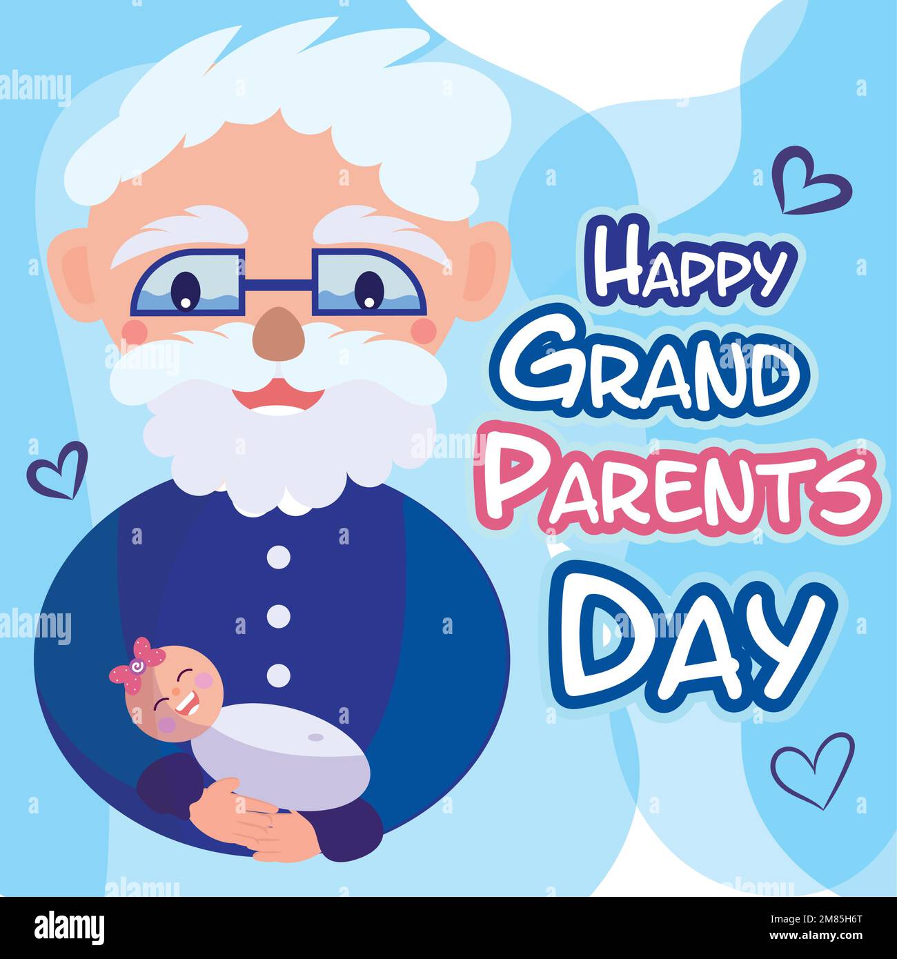 Blue grandparents day poster with cute grandpa character Vector Stock ...