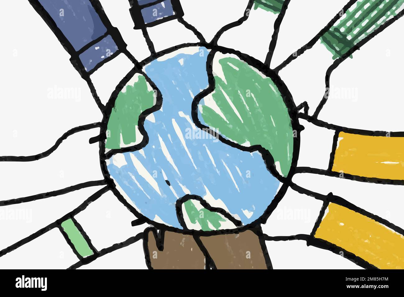 Environment doodle vector, hands holding globe Stock Vector Image & Art ...