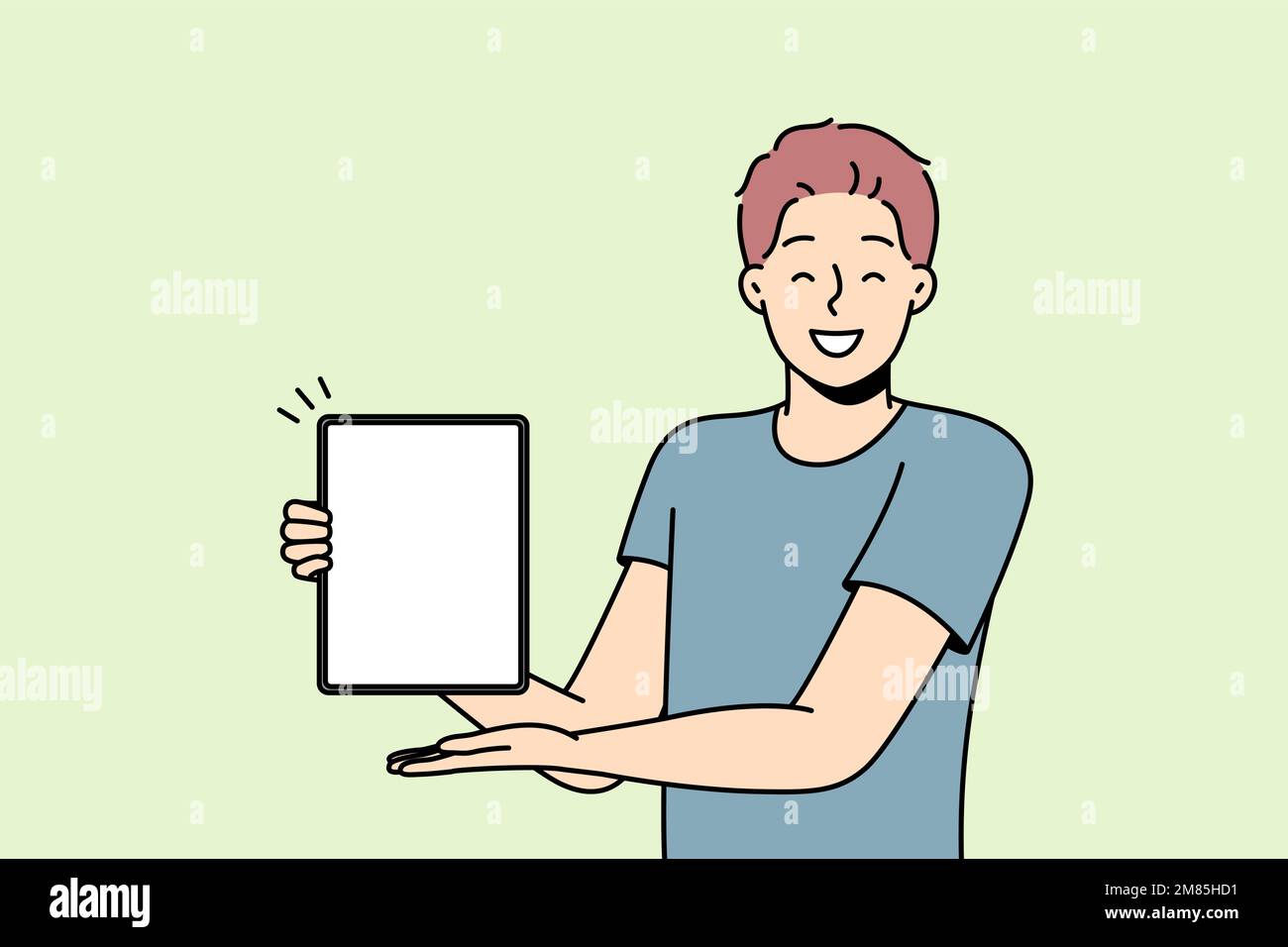 Cartoon illustration happy user using hi-res stock photography and ...